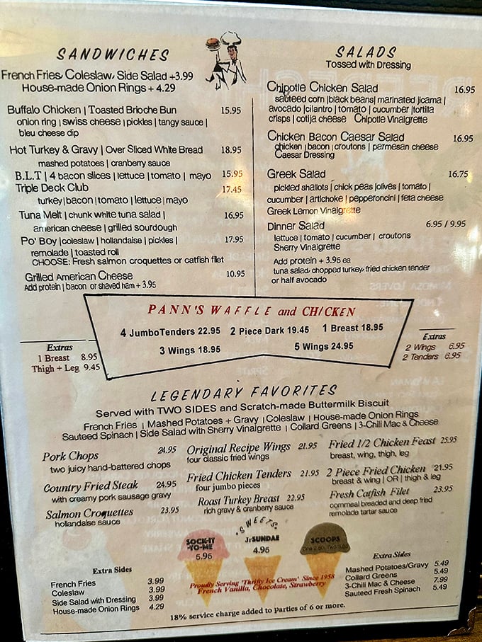 This menu isn't just a list of food&mdash;it's a roadmap to comfort, where "Legendary Favorites" isn't marketing speak but a factual statement.