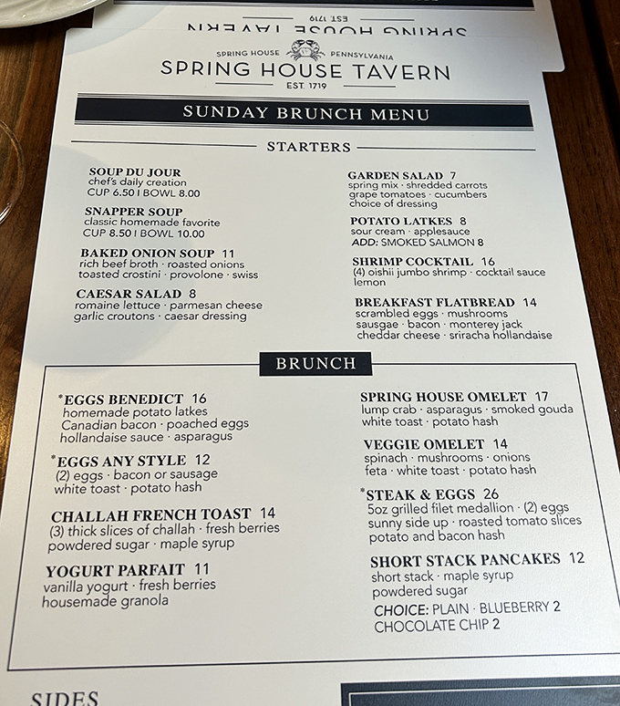 The Sunday Brunch menu reads like a love letter to morning indulgence&mdash;challah French toast, steak and eggs, and that crab-asparagus-smoked gouda omelet calling my name.