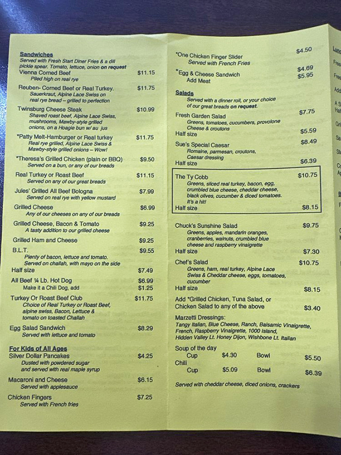 A menu that reads like a love letter to American breakfast classics, with each description promising a plate of nostalgia.