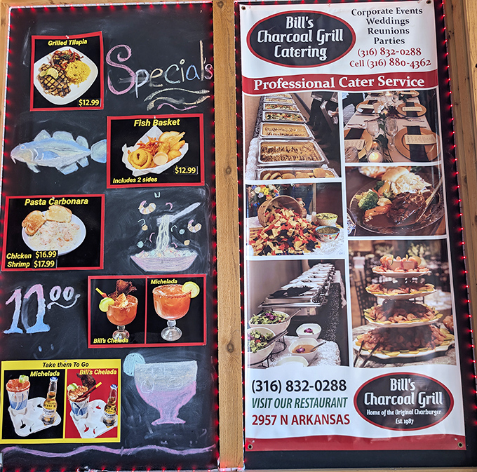 The menu board tells the real story: unpretentious offerings with surprising depth. That grilled tilapia special isn't playing around.