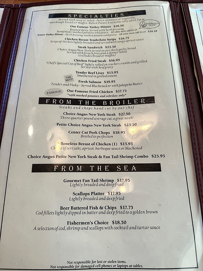 The menu reads like a greatest hits album of American classics, with the turkey dinner getting top billing for good reason&mdash;it's the headliner that never disappoints.