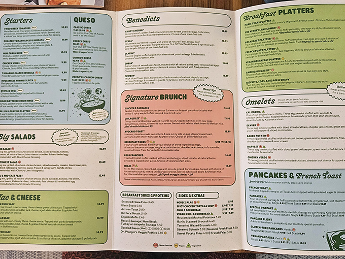 The menu reads like a love letter to breakfast, with pancake varieties that deserve their own fan club.
