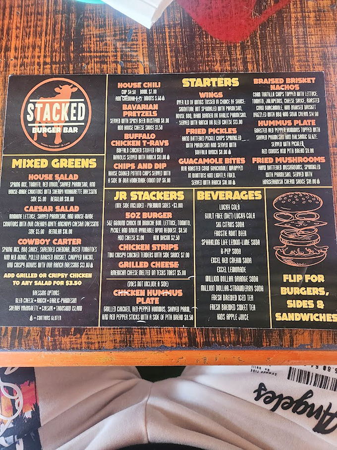 A menu that doesn't overwhelm with 47 options, just thoughtfully crafted burgers and sides that make decision-making deliciously difficult.