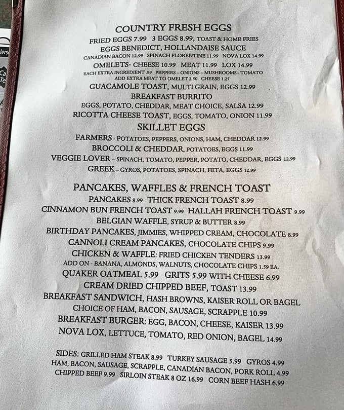 The breakfast menu reads like poetry to hungry morning souls – a testament to the timeless appeal of perfectly executed diner classics.