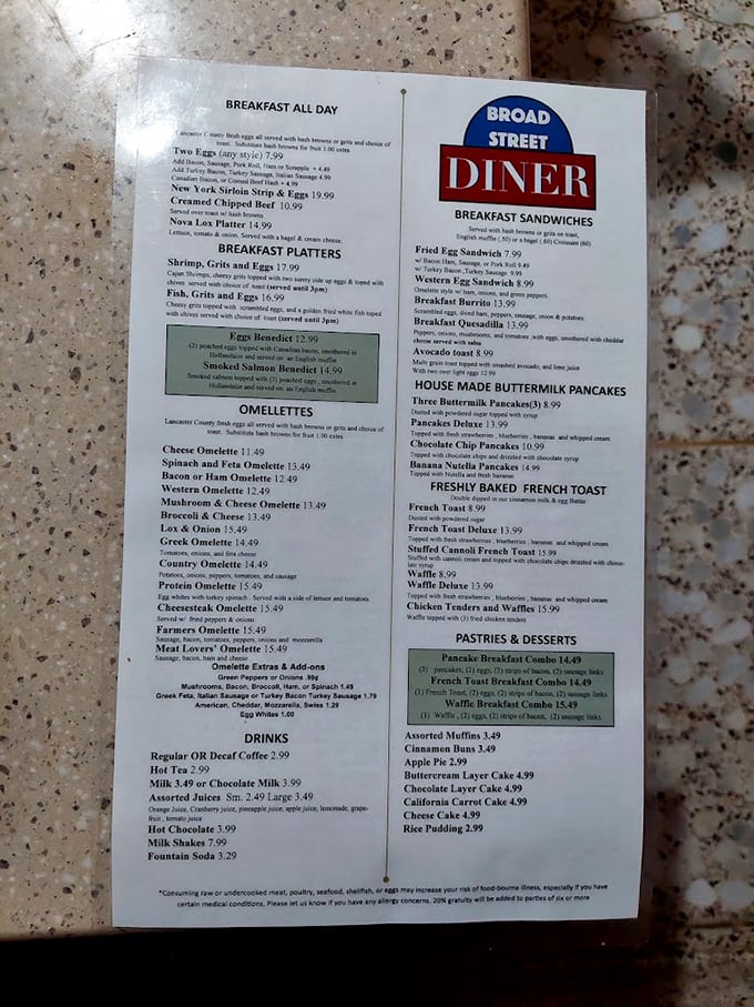 The menu reads like a love letter to comfort food. Breakfast all day? Now that's what I call civilization.