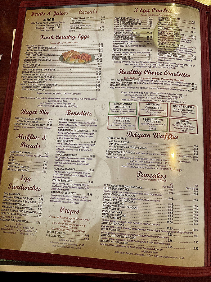 This isn't just a menu &ndash; it's a novel of possibilities. The breakfast section alone could keep you occupied through retirement.