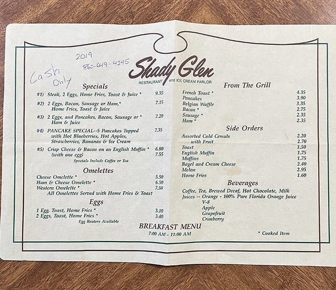 The breakfast menu reads like a love letter to morning classics. No avocado toast revolution here, just timeless American favorites.