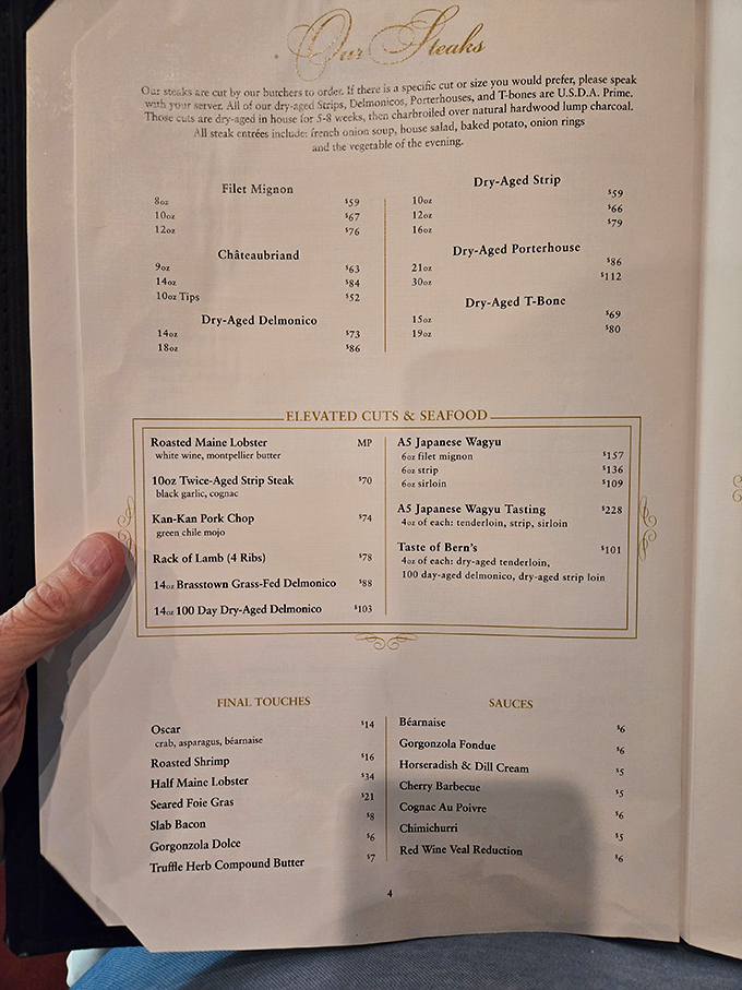 A menu that reads like a love letter to beef enthusiasts, with cuts and preparations that would make even the most seasoned carnivore weak at the knees.