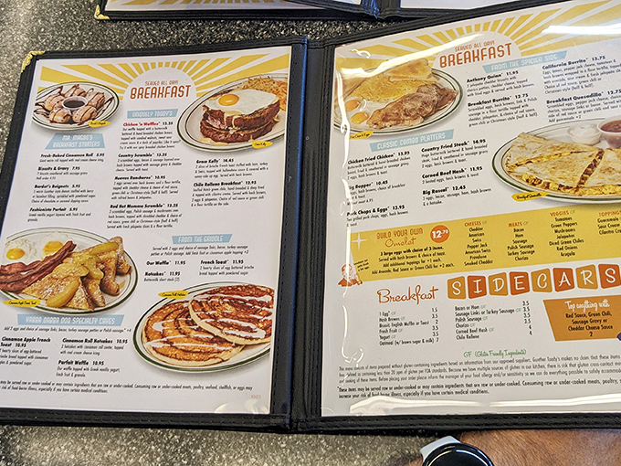 This isn't just a menu&mdash;it's a roadmap to happiness. Each glossy photo is like a little window into your immediate future, and that future involves maple syrup.