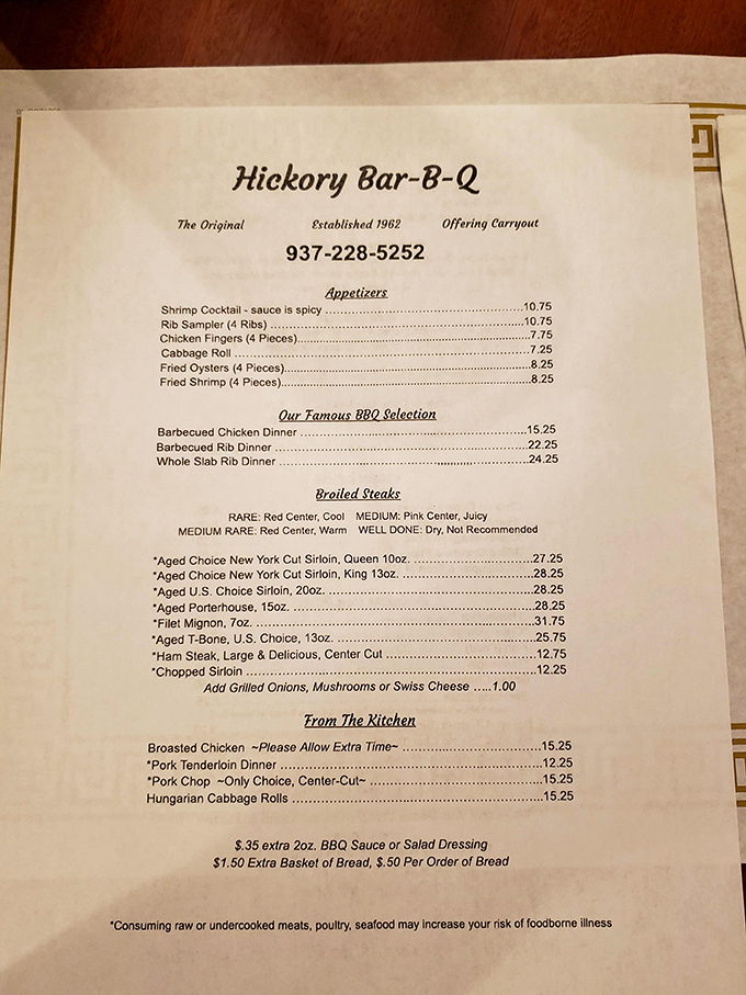 The menu speaks volumes in its simplicity&mdash;no fancy descriptions needed when you've perfected classics like barbecued chicken and aged steaks.