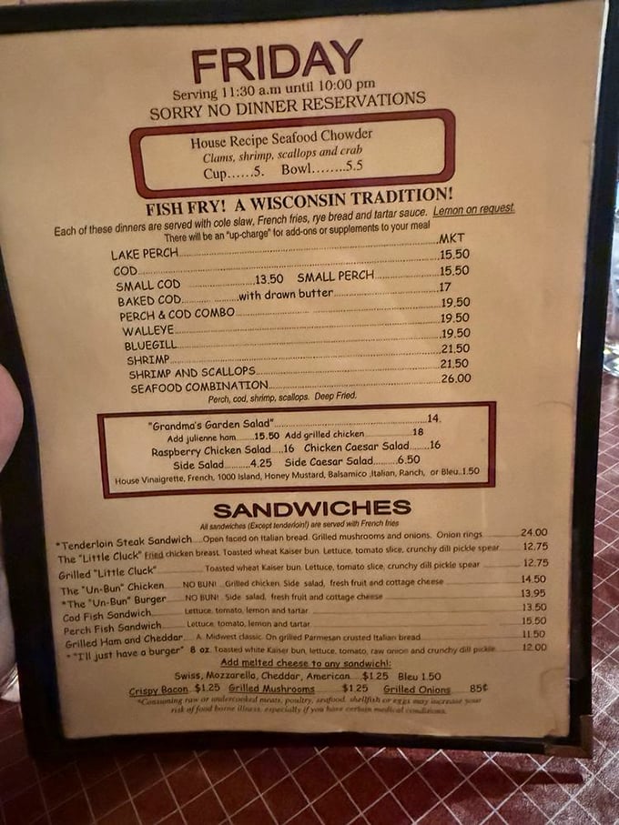 The menu reads like a love letter to Wisconsin's Friday night tradition&mdash;fish fry with all the fixings and not an ounce of pretension. 