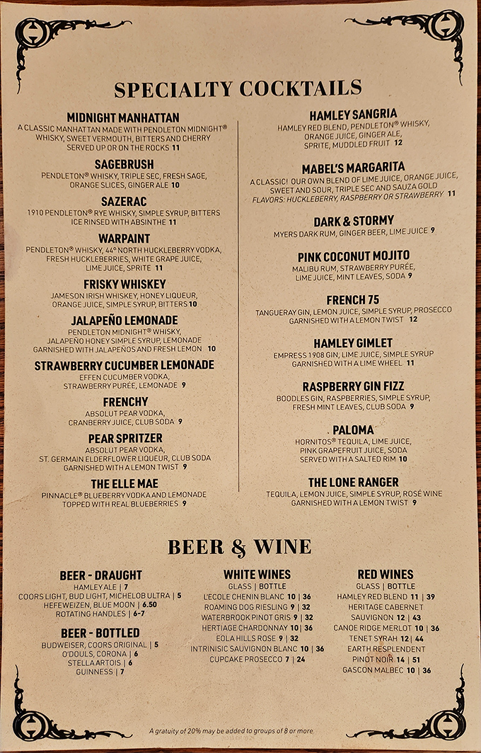 The cocktail menu reads like a love letter to the West &ndash; Midnight Manhattan, Sagebrush, and Warpaint drinks that pack as much character as the saloon itself.