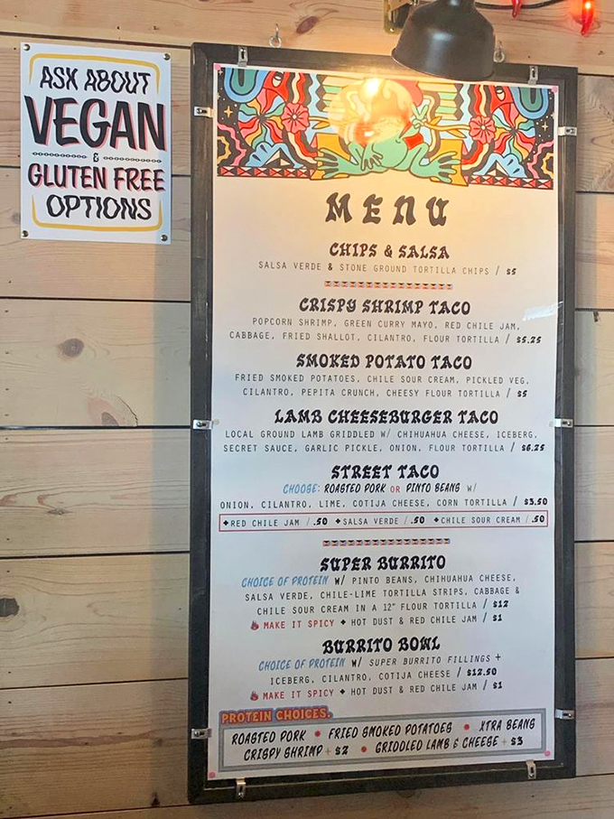 This menu reads like a love letter to creative tacos&mdash;the smoked potato version quietly stealing the spotlight while vegan options ensure everyone's invited to the party.