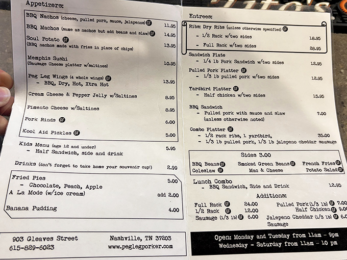 A menu that cuts right to the chase&mdash;no flowery descriptions, just the promise of smoky satisfaction. Choose your own meat adventure!