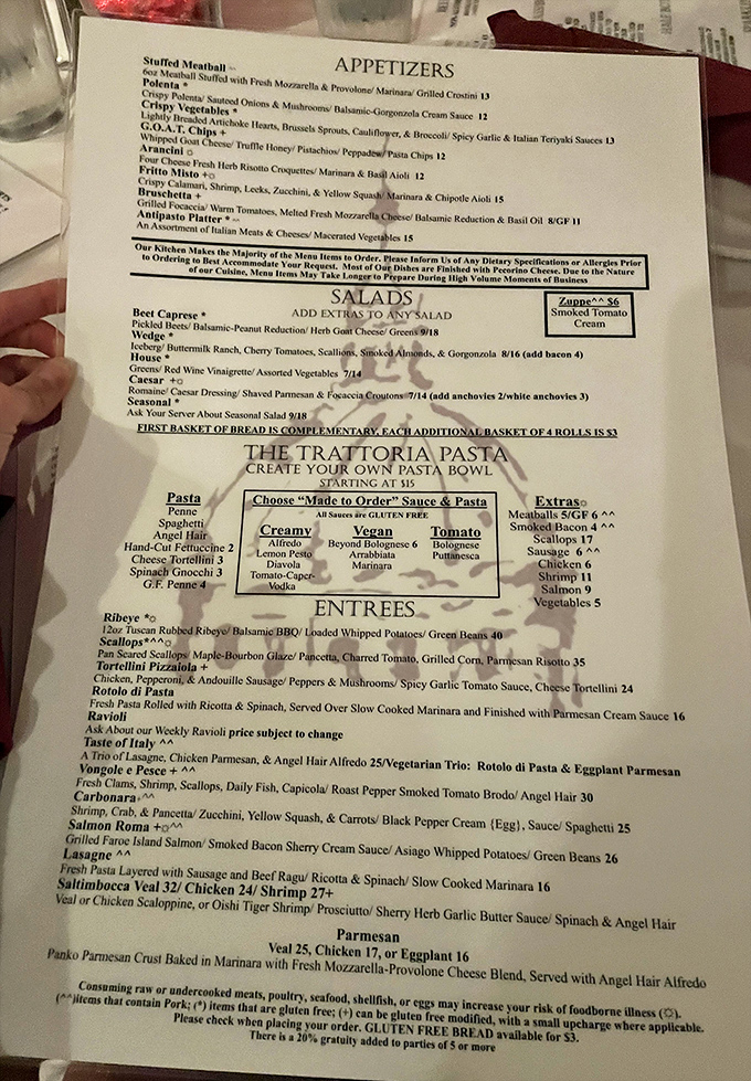 This menu reads like a greatest hits album of Italian cuisine, and trust me, there are no B-sides here.