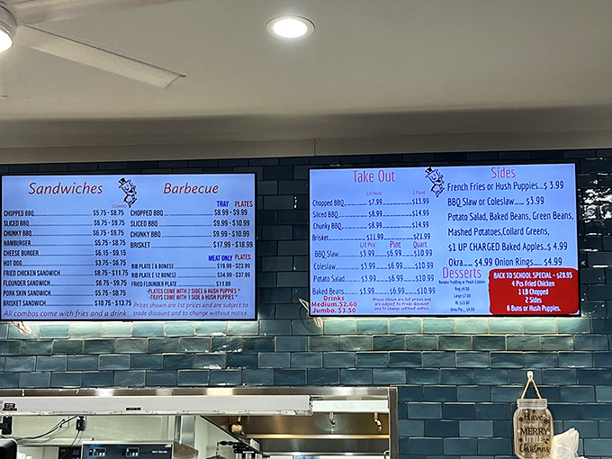 That menu board tells the whole story&mdash;no fancy descriptions needed when generations of smoke masters have perfected every item listed.