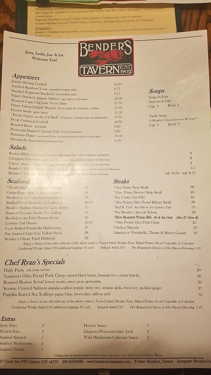 The menu reads like a love letter to classic American dining &ndash; seafood that would make coastal restaurants jealous and steaks that command respect.