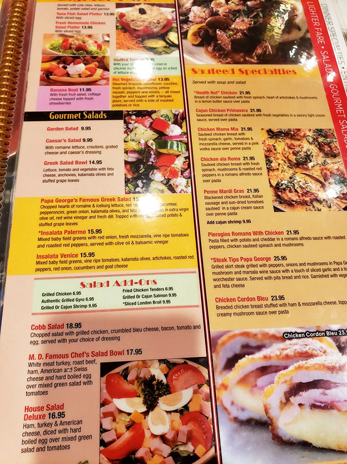 Not so much a menu as a novel with delicious plot twists. Bring your reading glasses and an empty stomach.