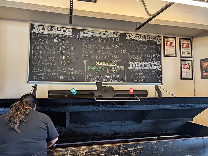 A chalkboard menu that tells you everything you need to know about life's priorities. Baby back ribs at the top of my list too.