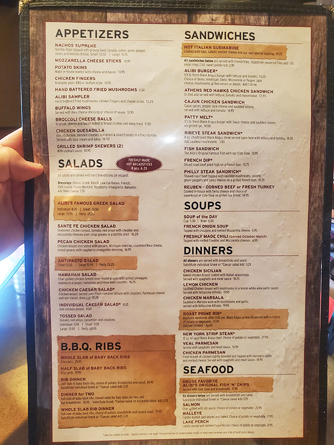 The menu reads like a love letter to hearty American dining done right. 