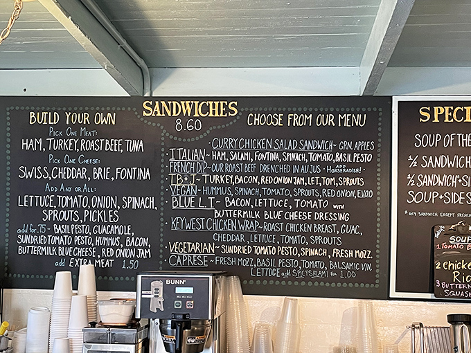 A chalkboard menu that reads like a love letter to lunch&mdash;build your own sandwich adventure or trust their perfectly crafted combinations.