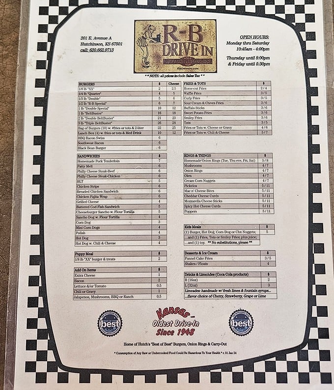 A menu that hasn't surrendered to food trends or QR codes. When your offerings are this good, you don't need fancy descriptions or Instagram-friendly names.