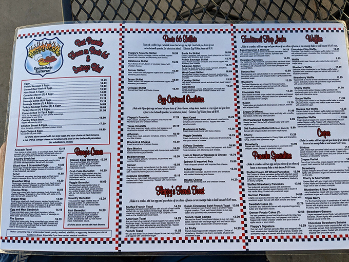 The menu at Flappy Jack's is like a breakfast novel&mdash;lengthy, detailed, and with a very satisfying ending. Choose your own adventure!