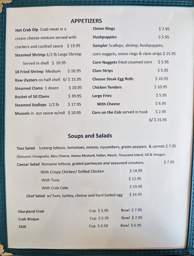 This menu reads like a love letter to the Chesapeake Bay. Each item promises a different expression of seafood perfection.