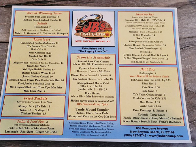 This menu isn't just a list of food&mdash;it's a treasure map to seafood nirvana. X marks the crab cake.