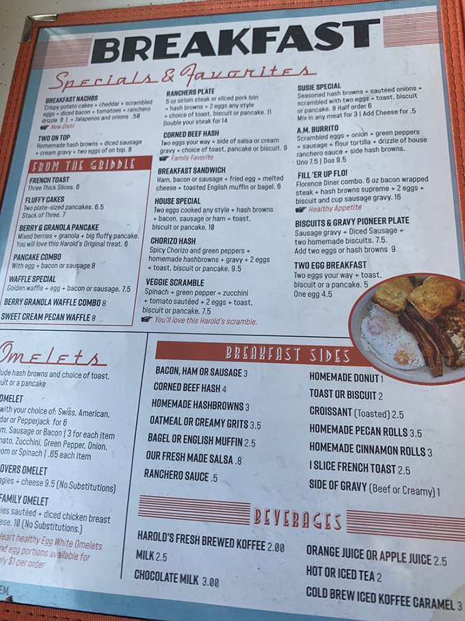 A menu that reads like a love letter to breakfast classics. No molecular gastronomy here, just honest food that's kept Omaha well-fed for generations.