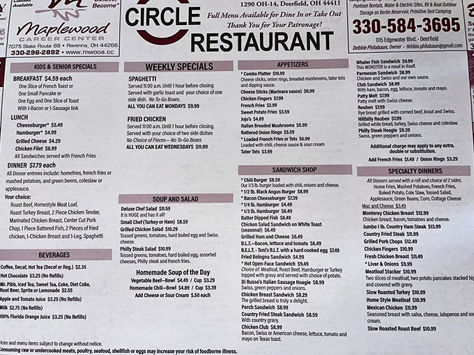 This menu isn't just a list of food&mdash;it's a roadmap to comfort. The extensive offerings promise everything from country fried steak to homestyle meatloaf.