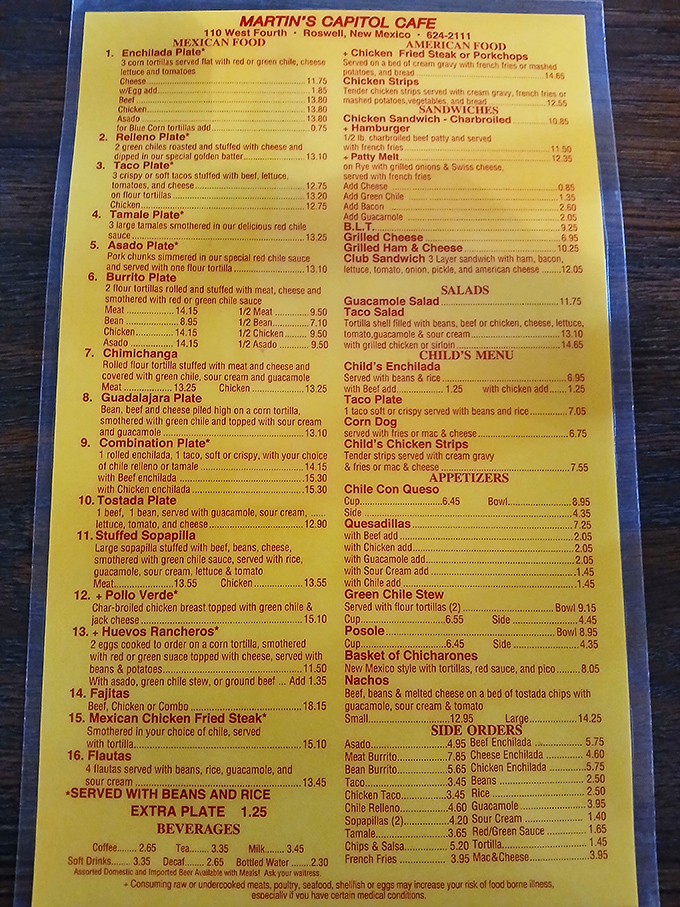 This yellow menu is the roadmap to happiness. Study it like you're cramming for the most delicious exam of your life.