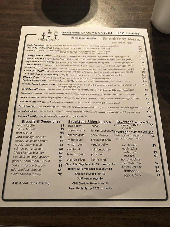 The menu reads like a love letter to Southern breakfast traditions with creative twists that'll make your morning sing.