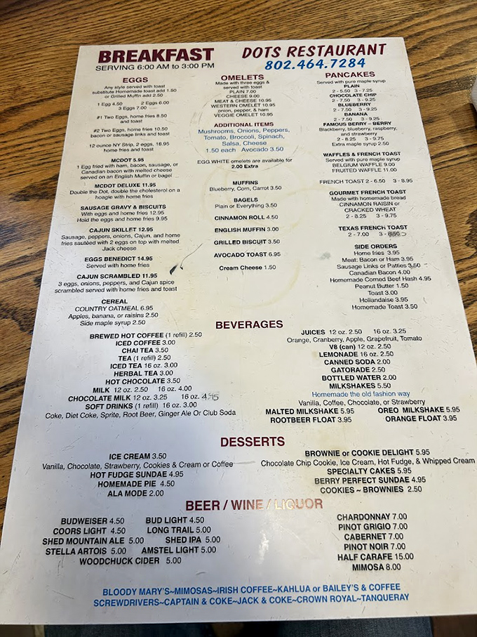 A menu that reads like comfort food poetry &ndash; the kind of straightforward breakfast offerings that make decision-making deliciously difficult.