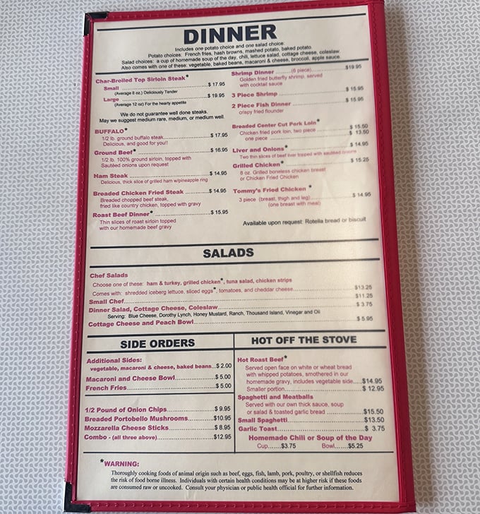 A menu that reads like a love letter to American comfort food, where every item promises satisfaction without pretension.