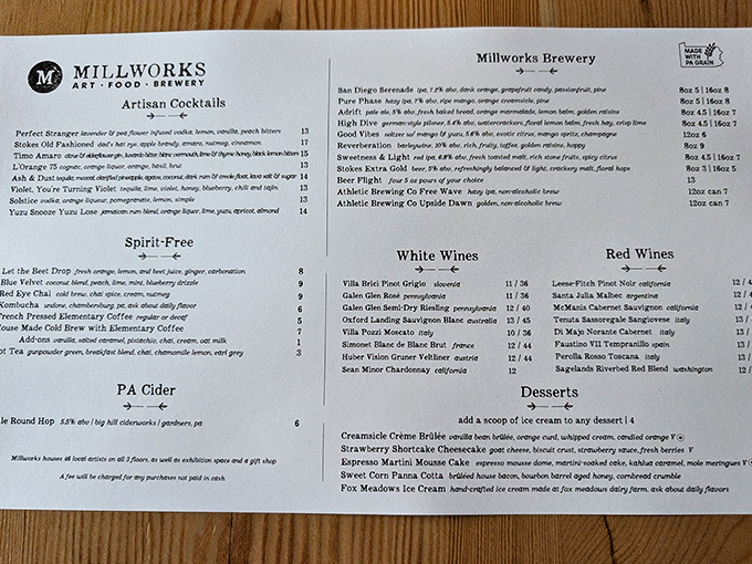 The menu reads like a love letter to Pennsylvania, with craft cocktails, local brews, and farm-fresh cuisine that'll make your taste buds do a happy dance.