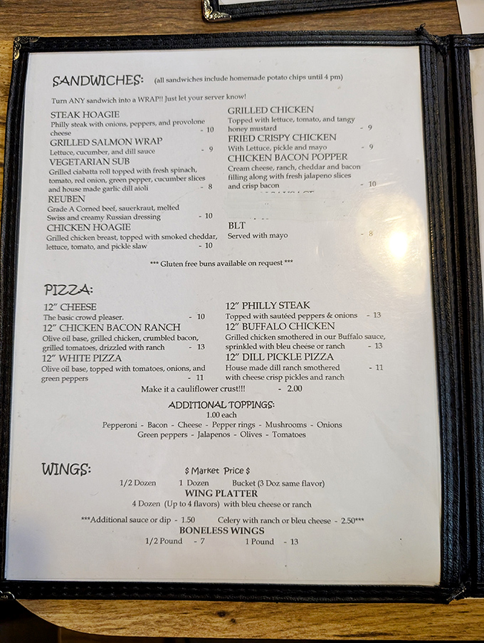 This menu isn't just a list of options&mdash;it's a roadmap to happiness. The chicken bacon popper sandwich alone is worth the drive.