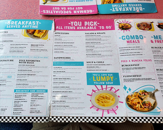 Decisions, decisions! The expansive menu at Kroll's offers everything from German specialties to all-American classics, making choosing just one item the day's biggest challenge.