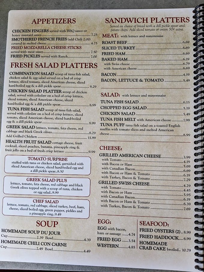 A menu that doesn't need fancy fonts or chef bios&mdash;just honest offerings that have satisfied hungry patrons for generations.