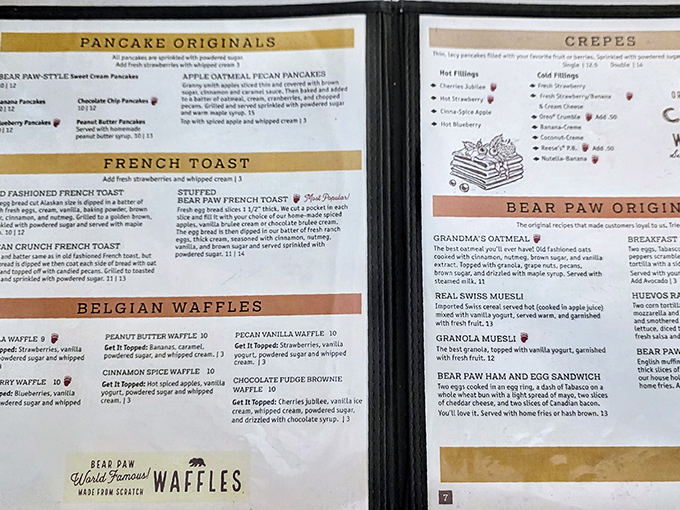 The menu reads like a love letter to breakfast classics, with each description promising a plate of pure joy.