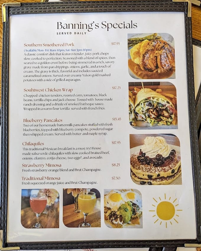 A menu that reads like a love letter to American comfort classics. Each description promises a journey that your taste buds will thank you for taking. 