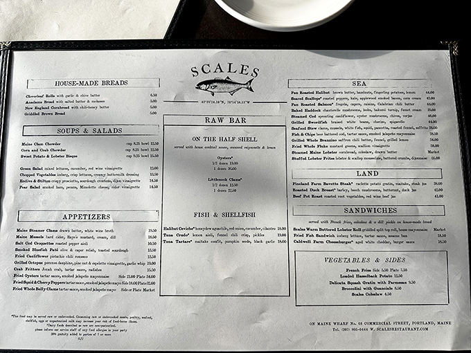 A menu that reads like maritime poetry—where "Pan Roasted Halibut" isn't just a dish, it's a siren call to seafood lovers everywhere.