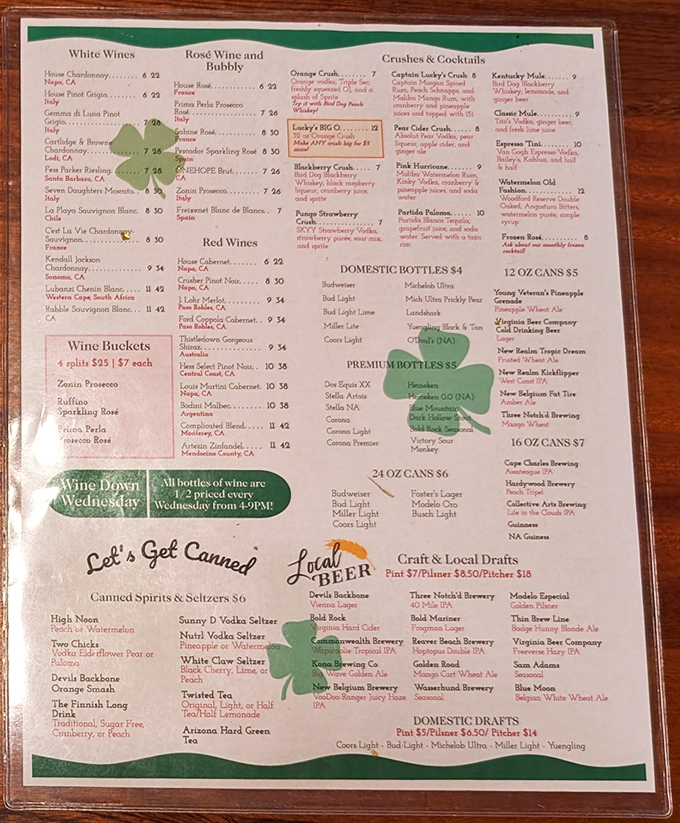This menu isn't just a list&mdash;it's a treasure map to delicious possibilities. Wine Down Wednesday? Now that's my kind of navigation system. 