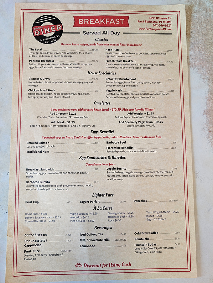 The menu reads like a love letter to breakfast classics. Those Eggs Benedict variations aren't just options&mdash;they're life choices worth contemplating.