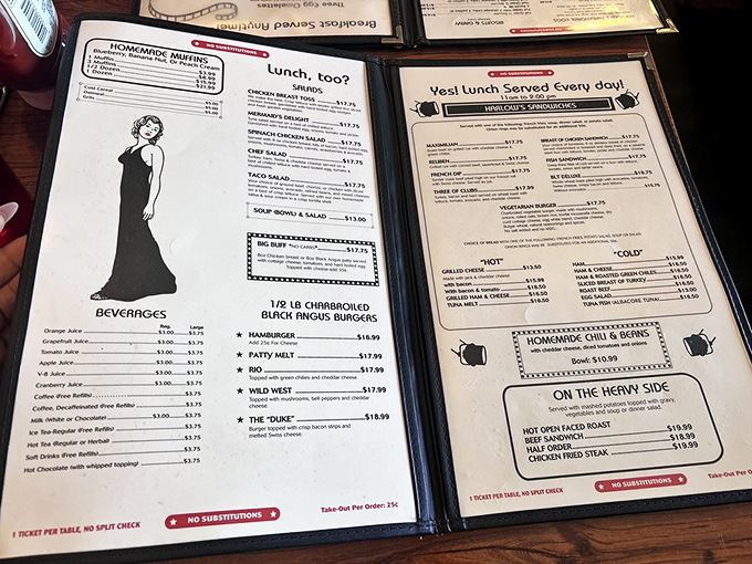 The menu at Harlow's doesn't need fancy fonts or pretentious descriptions – it knows exactly what you want before you do.