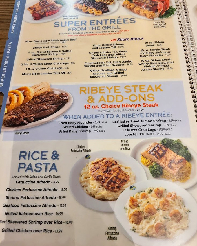 A menu that reads like a love letter to seafood enthusiasts. Decision paralysis has never been so delicious.