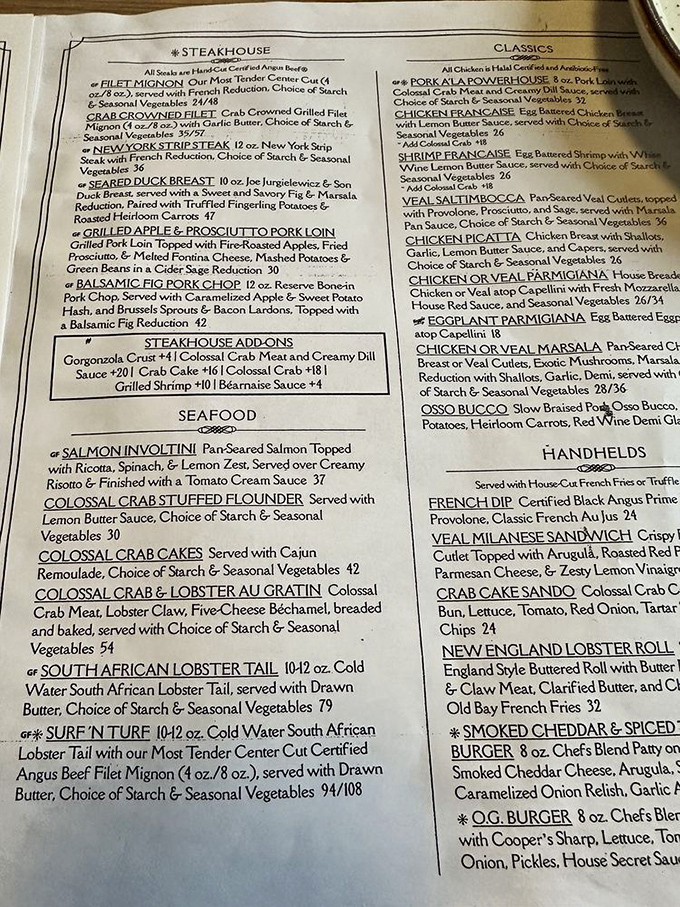 A menu that reads like a love letter to carnivores and seafood enthusiasts alike. Decision paralysis has never been so delicious.
