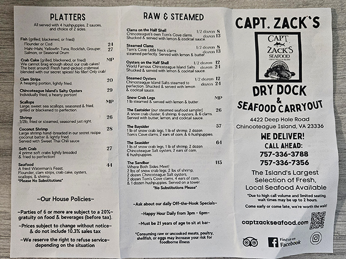 This menu reads like a love letter to the Chesapeake Bay, with fresh catches and daily specials that keep regulars coming back for more.