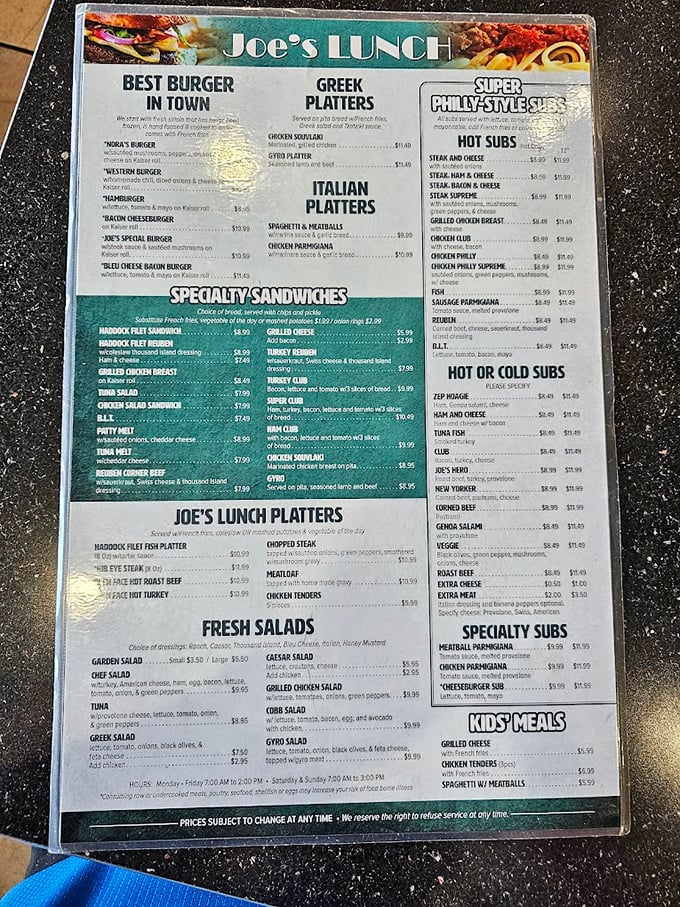 A menu that doesn't need fancy fonts or pretentious descriptions&mdash;just honest food that speaks for itself.