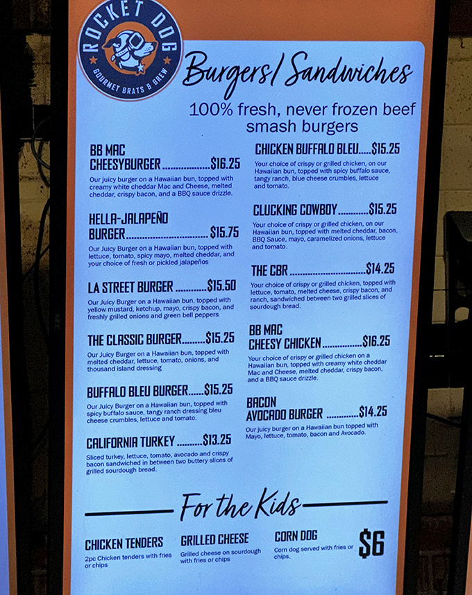 The menu reads like a love letter to creative comfort food. Warning: decision paralysis may occur when faced with this many tempting options.